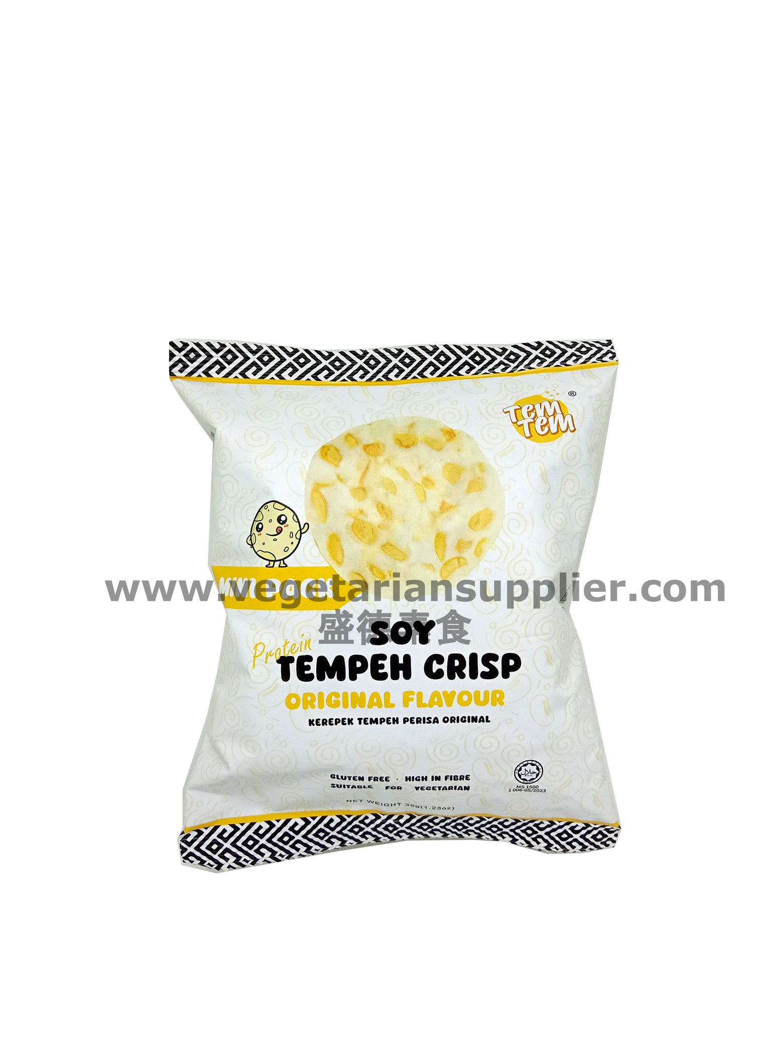 TEMTEM 天贝 (原味) SOY TEMPEH CHIPS ORIGINAL 35GM | Shing Tik Vegetarian 盛德素料